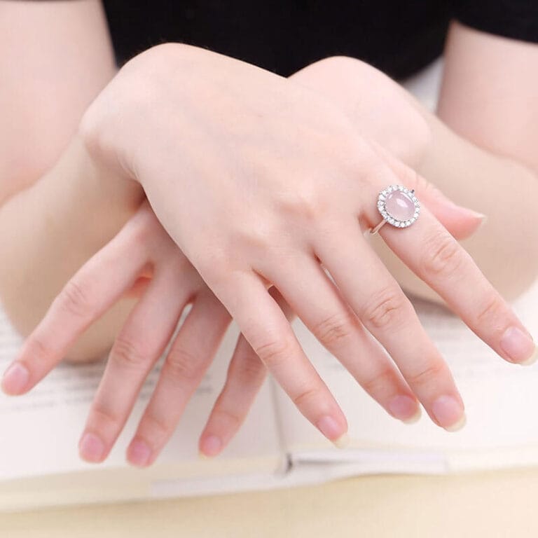 Butterfly Crystal Moonstone Ring Liquid Metal Design - nacrystal.com