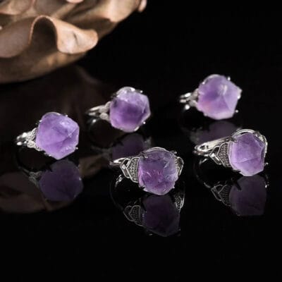 Natural amethyst Crystal Stone Ring