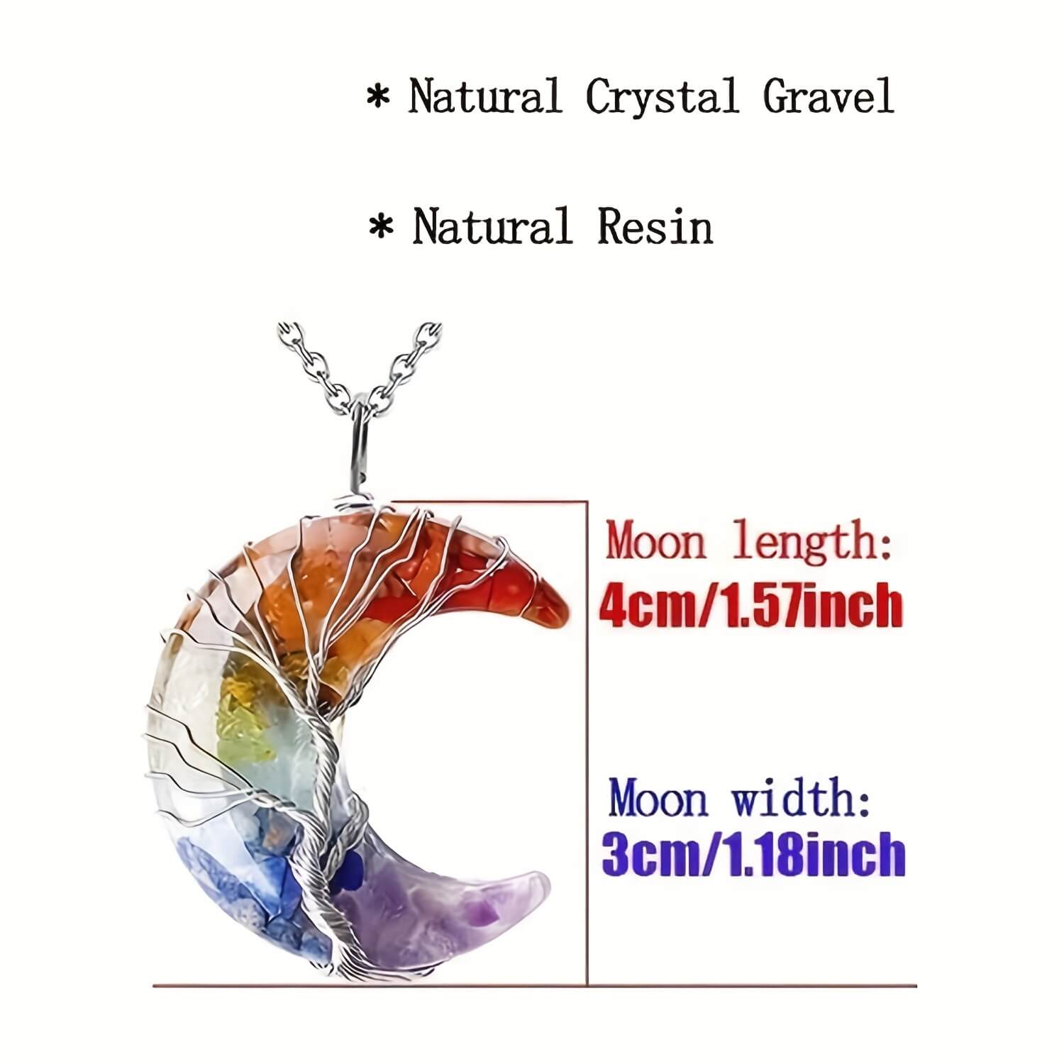 Reiki Crescent Moon Crystal Stone Necklace