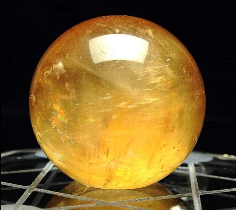Yellow Calcite Sphere with Stand - nacrystal.com