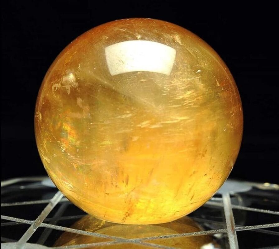 Yellow Calcite Sphere with Stand - nacrystal.com