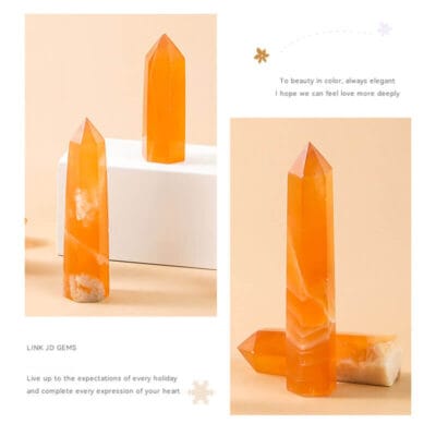 Yellow Honey Calcite Hexagonal Pointed Tower