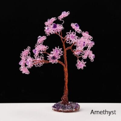 Handmade Weaving Crystal Lucky Tree With Healing Gravels