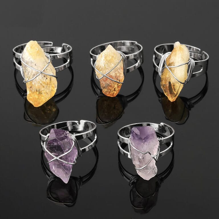 Butterfly Crystal Moonstone Ring Liquid Metal Design - nacrystal.com