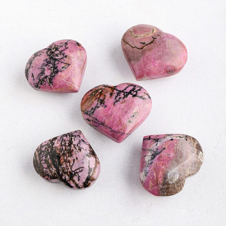 Crystal Rhodonite Heart Stones