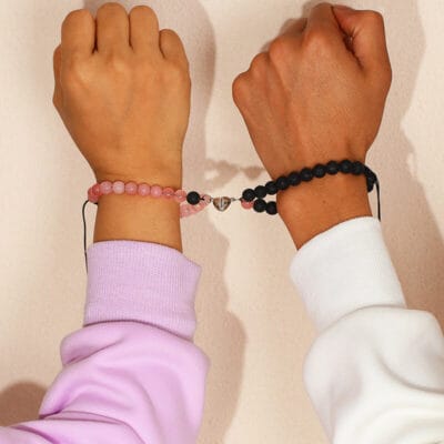 Pink Crystal Couple Bracelet Love Magnet