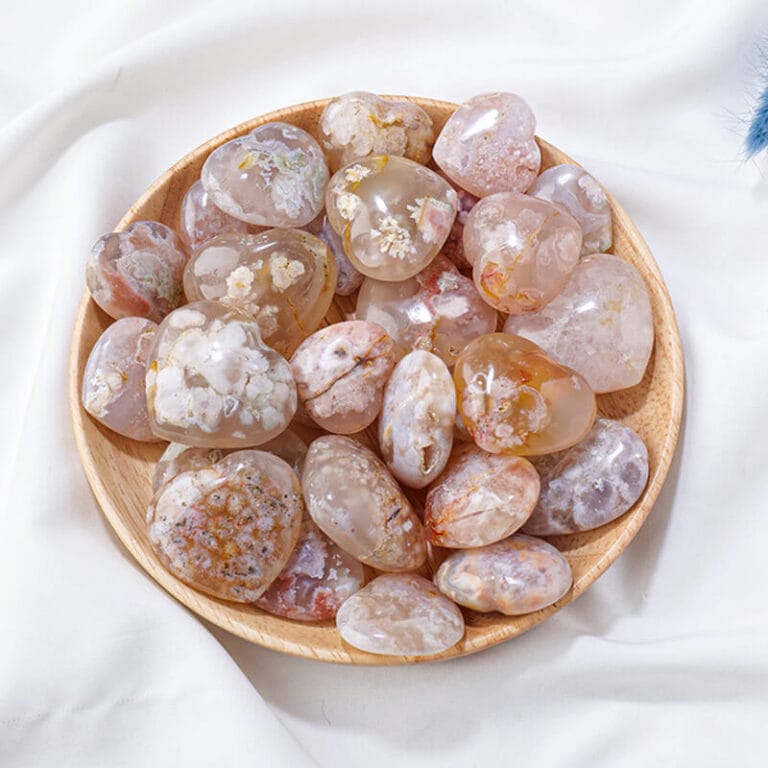 Cherry Blossom Flower Agate Heart Stone Bulk