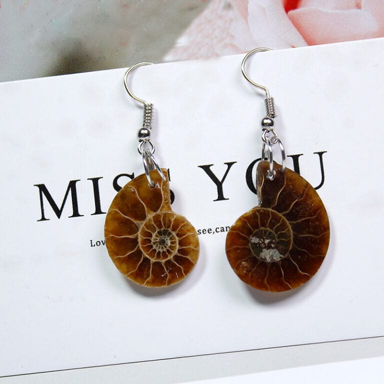 Vintage Natural Conch Fossil Gemstone Earrings