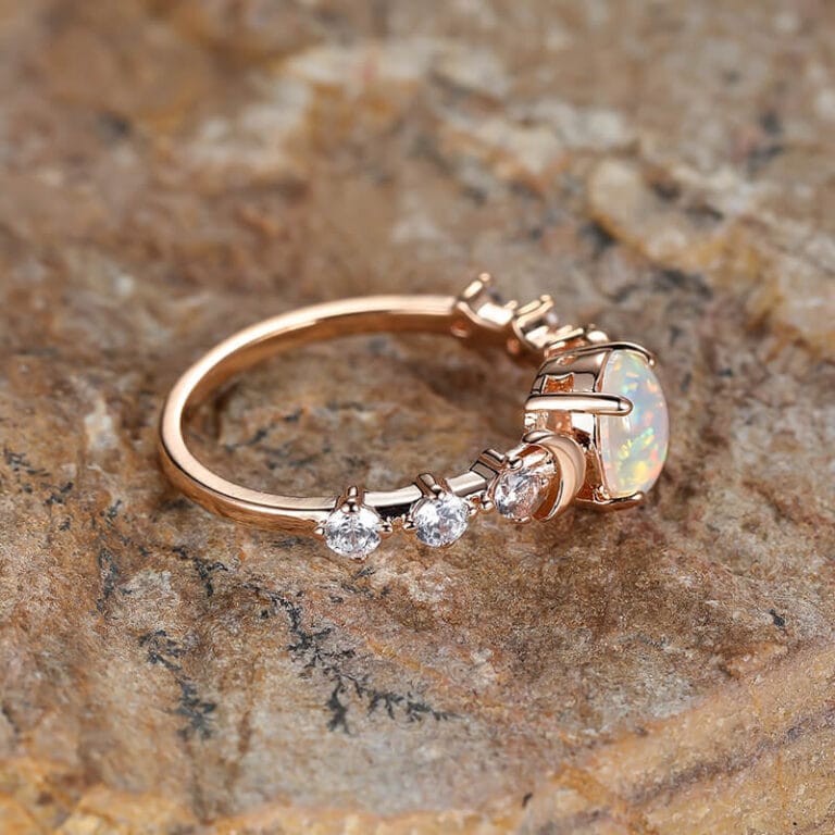 White Opal Moon Crystal Ring - nacrystal.com