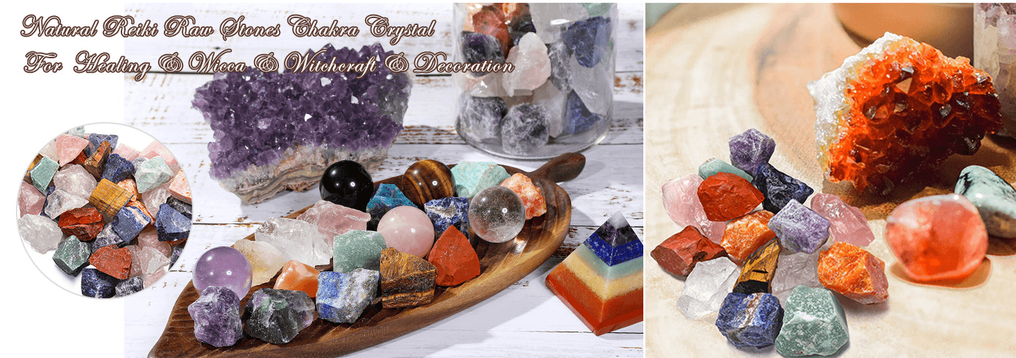 Natural Crystal Raw Stone Specimen Set Box