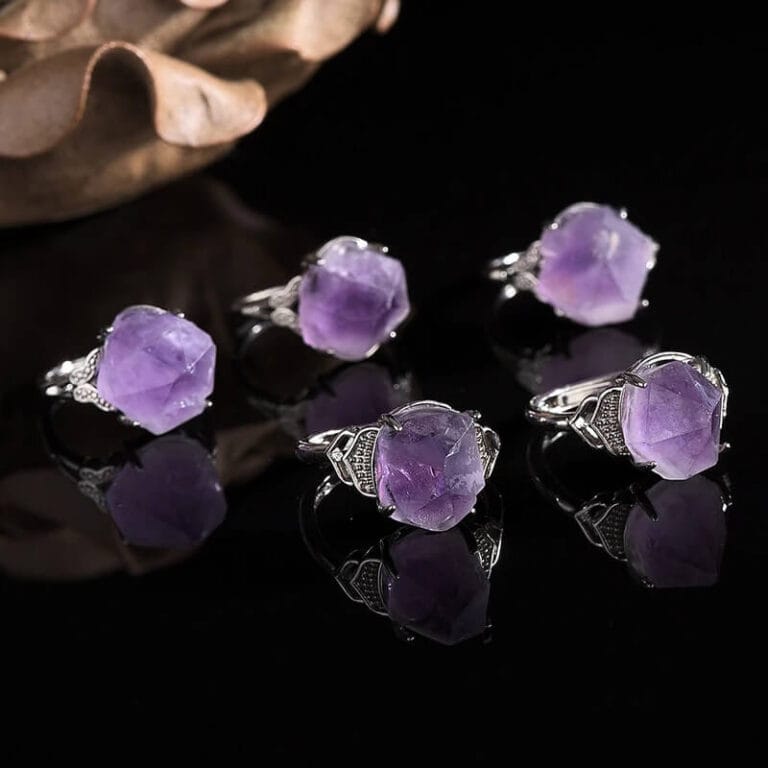 Natural amethyst Crystal Stone Ring