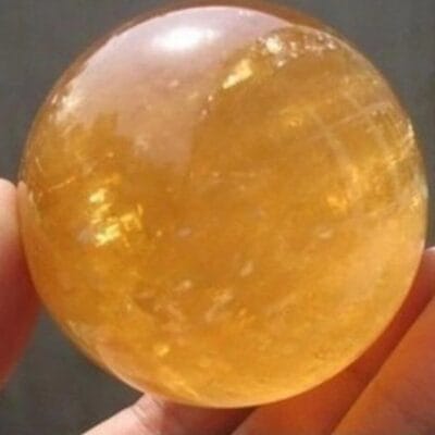 Yellow Calcite Sphere with Stand - Nacrystal