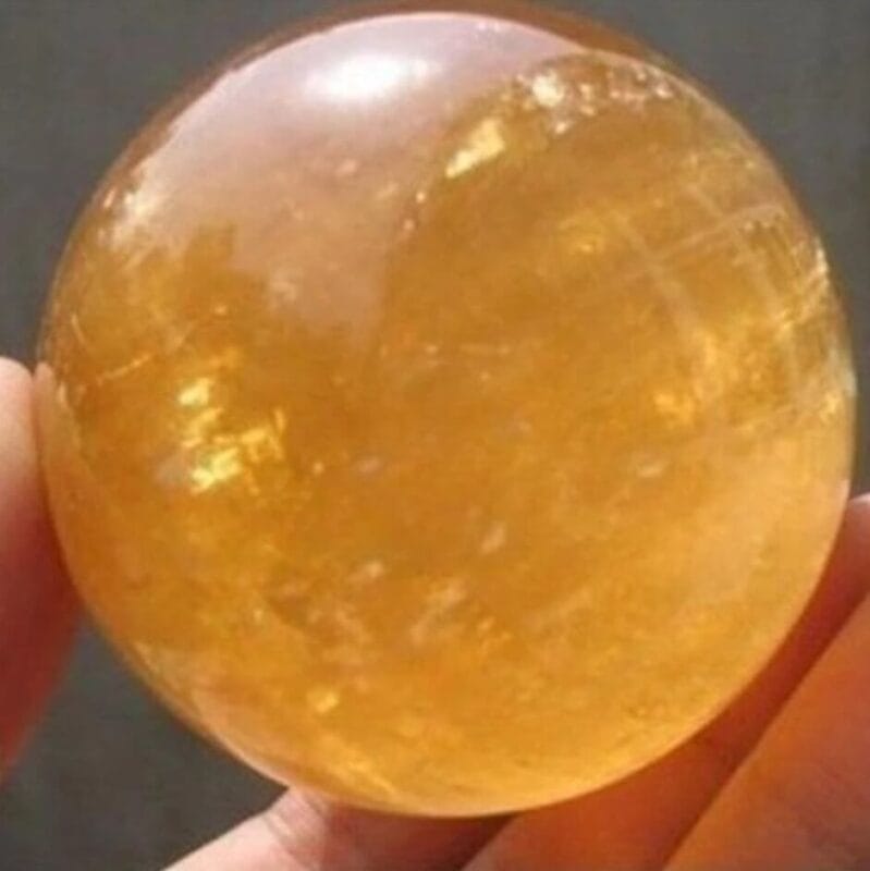 Yellow Calcite Sphere with Stand - Nacrystal