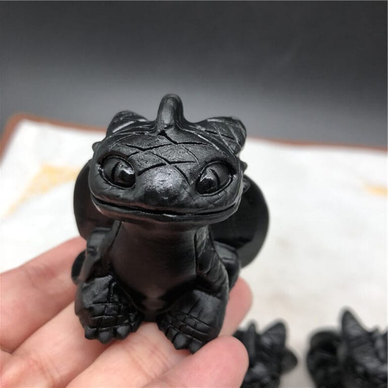 Black Obsidian Toothless Dragon Carving - Nacrystal.com