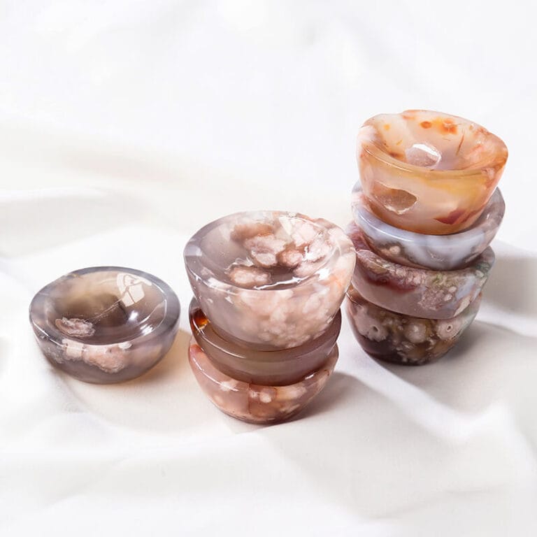 Sakura Flower Agate Bowl Natural Stone - Nacrystal