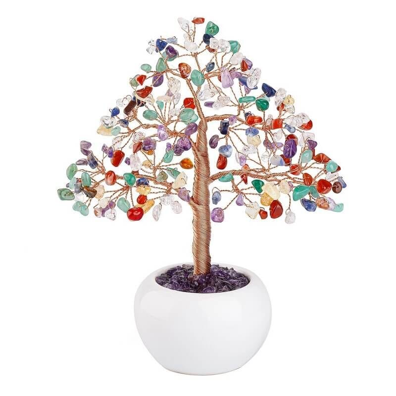 7 Chakra Healing Crystal Tree Wire Quartz Gemstone Tree