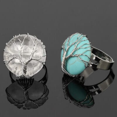 Crystal Adjustable Ring Healing Tree of Life - Nacrystal.com