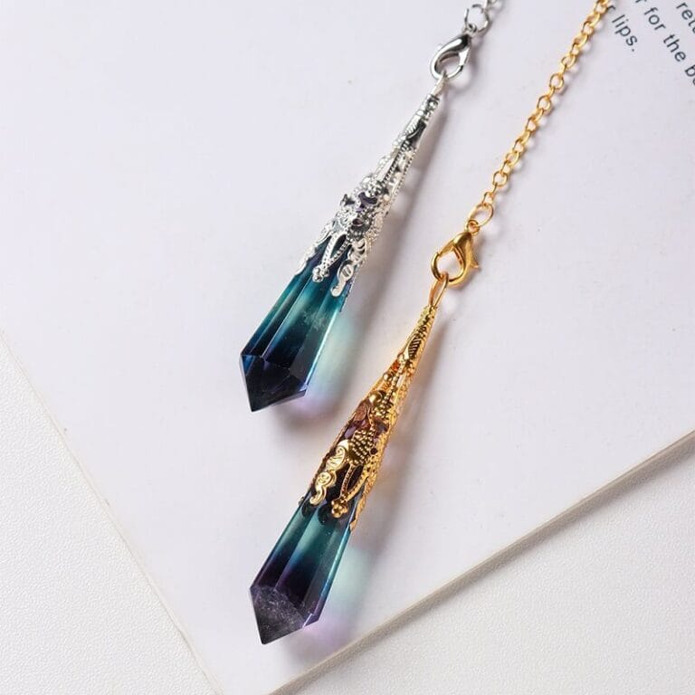Colored Fluorite Pillar Crystal Aura Pendant Wholesale - Nacrystal
