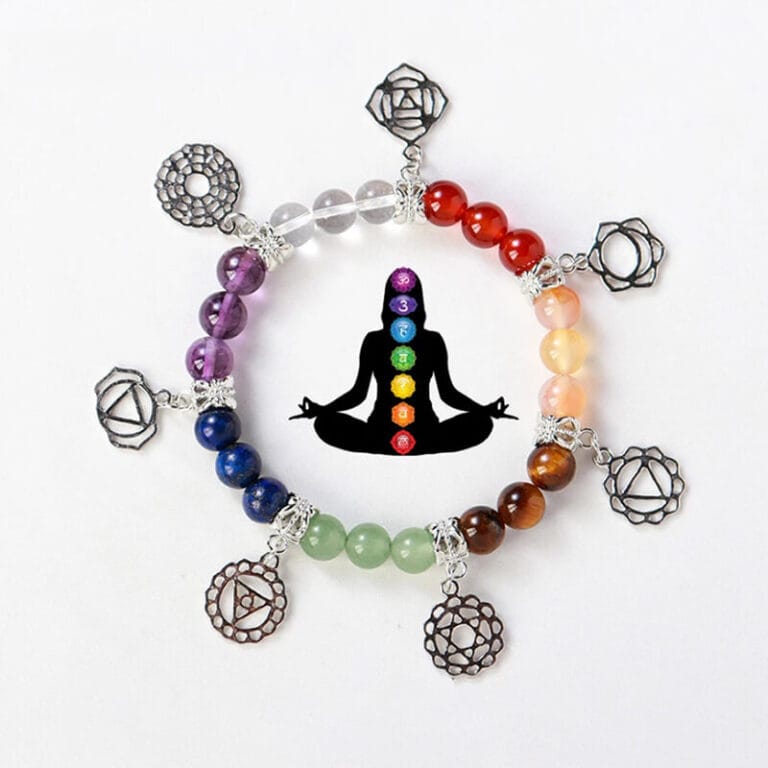 Crystal Bracelet 7 Chakras Silver Patterns - Nacrystal.com