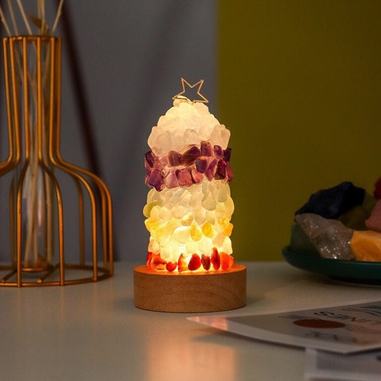 Colourful Crushed Crystal Stone Christmas Tree Carving - Nacrystal.com