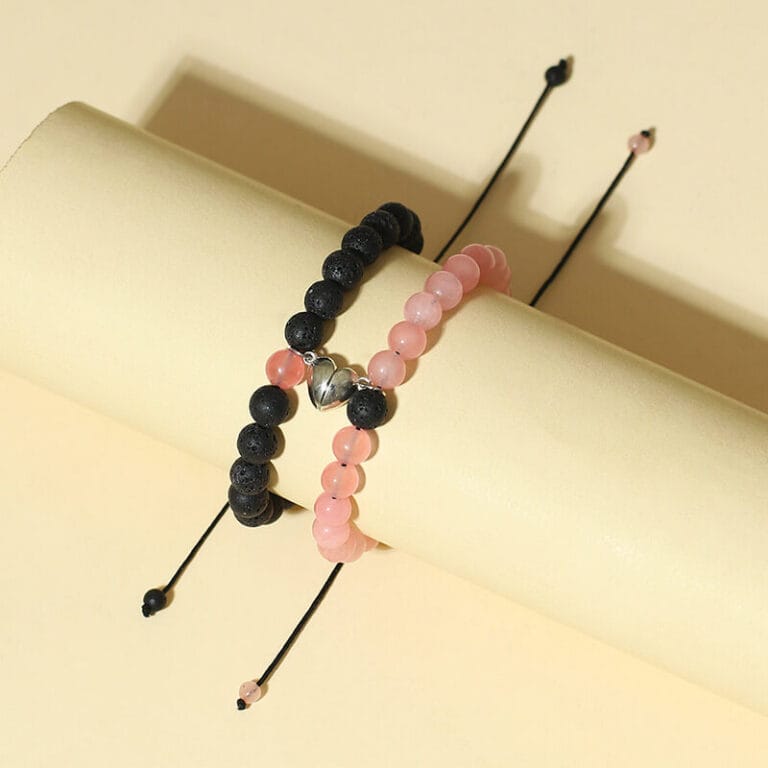 Pink Crystal Couple Bracelet Love Magnet