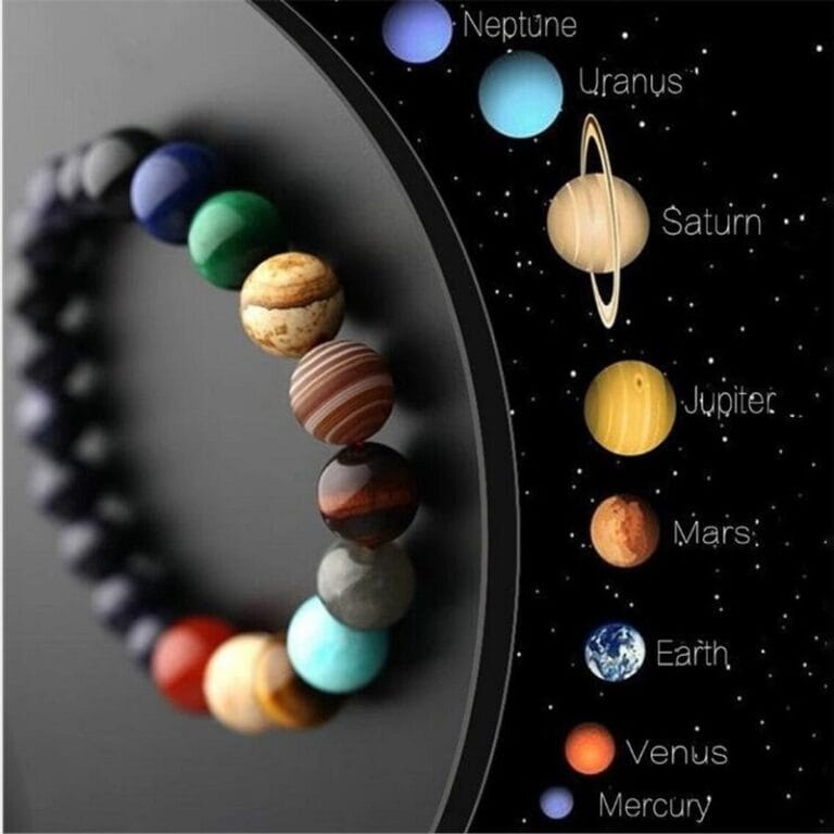 Cosmic Crystal Stones Planets Beaded Bracelet
