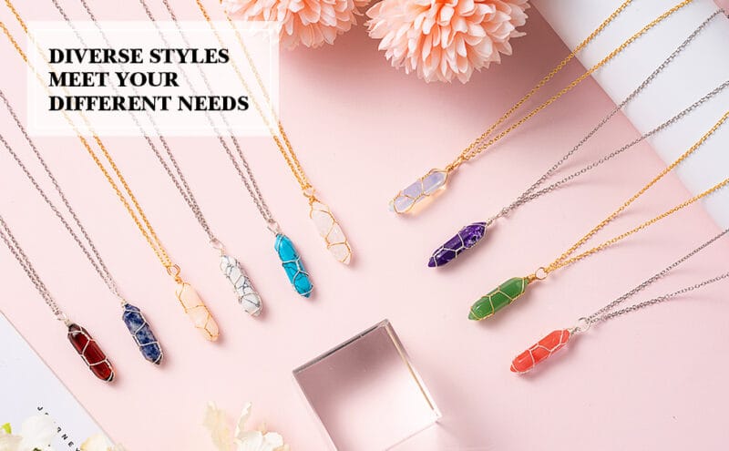 Natural Tower Stone Crystal Hexagon Necklace