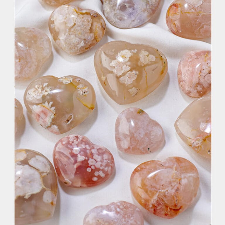 Cherry Blossom Flower Agate Heart Stone Bulk