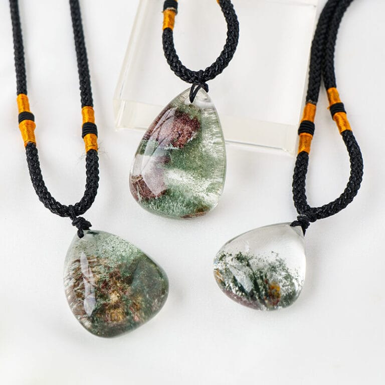 Water Drop Necklace Green Ghost Pendant