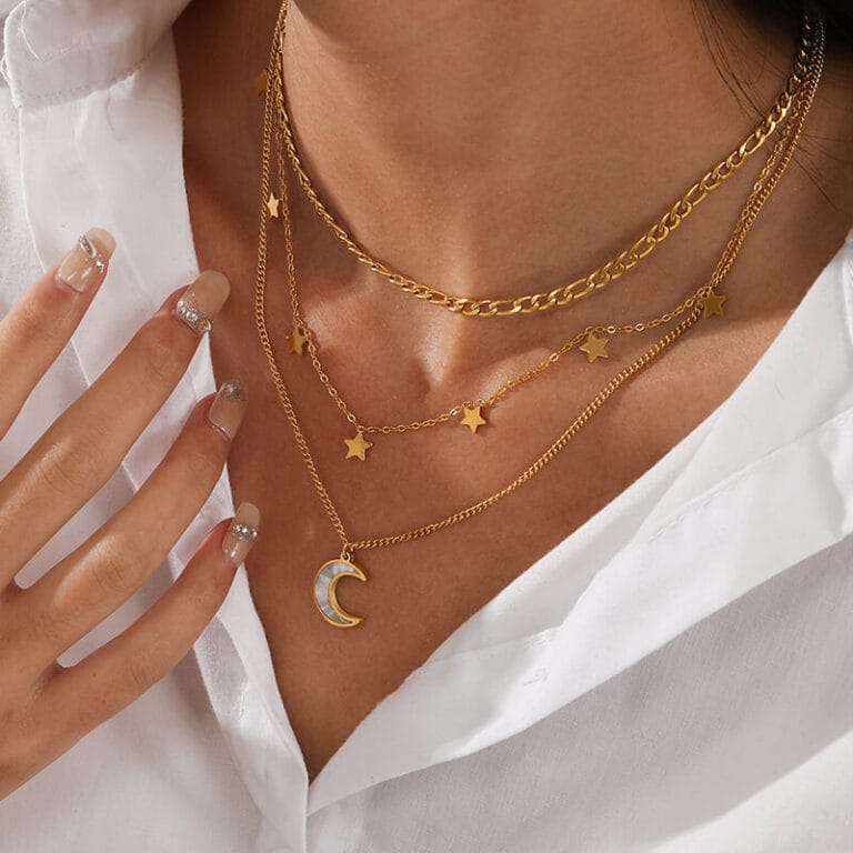 Plating Moon Cluster Necklace For Woman - Nacrystal.com