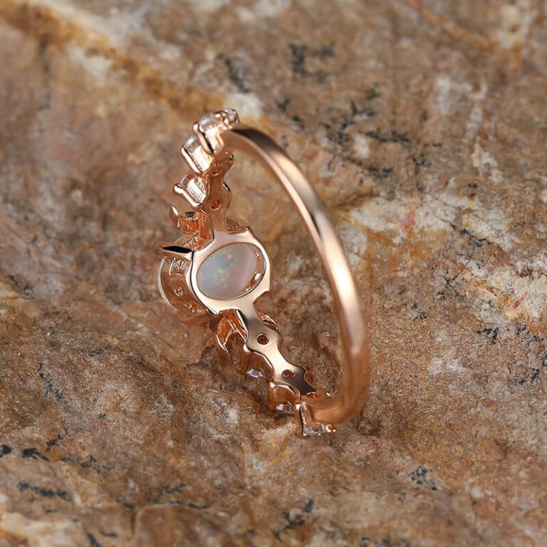 White Opal Moon Crystal Ring - Nacrystal