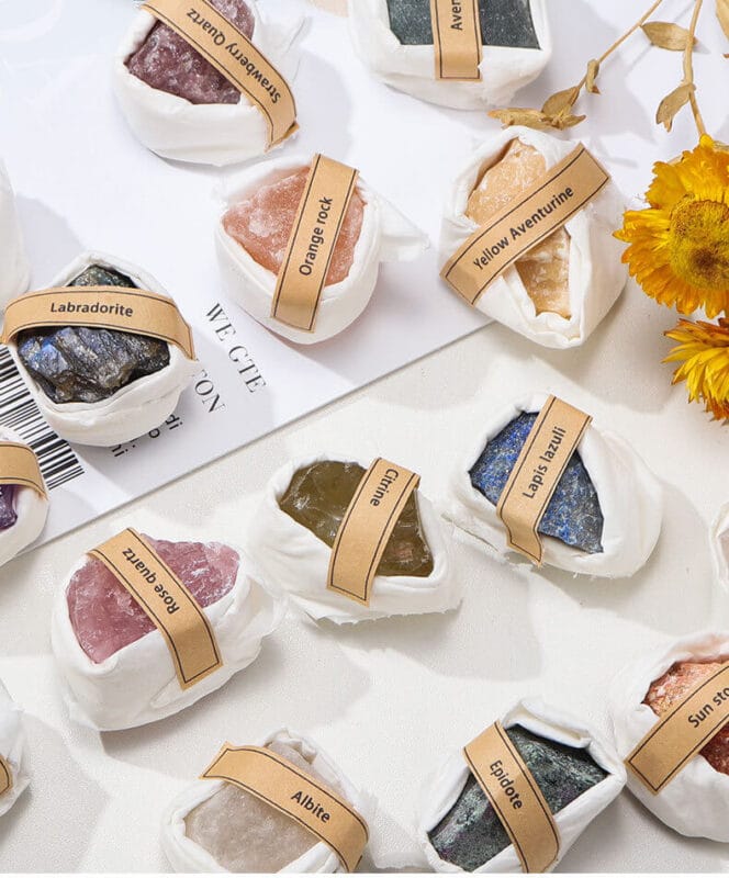 Natural Crystal Raw Stone Specimen Set Box