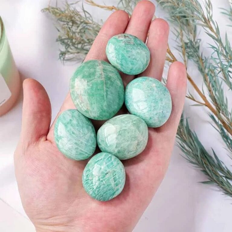 Natural Amazonite Palm Stone Worry Stone