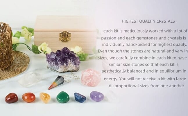 11PCS 7 Chakra Crystal Stones Healing Set With Wooden Box