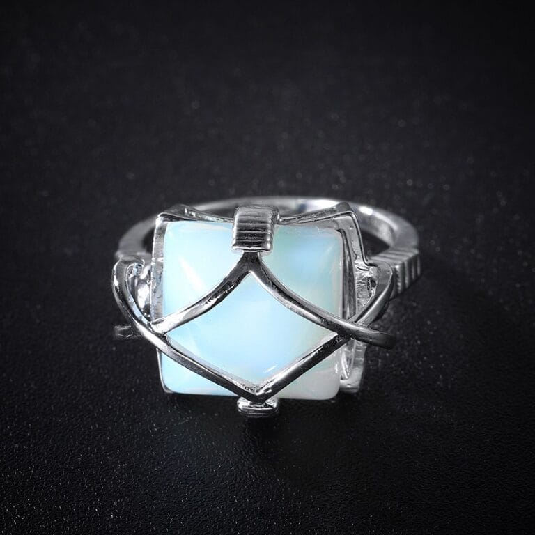 White Opal Moon Crystal Ring - Nacrystal