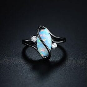 White Opal Moon Crystal Ring - nacrystal.com