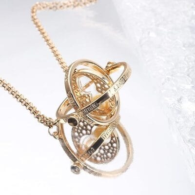 Magic Time Turner Necklace Hourglass Rotating Pendant