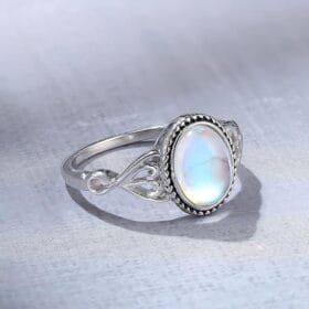 White Opal Moon Crystal Ring - Nacrystal