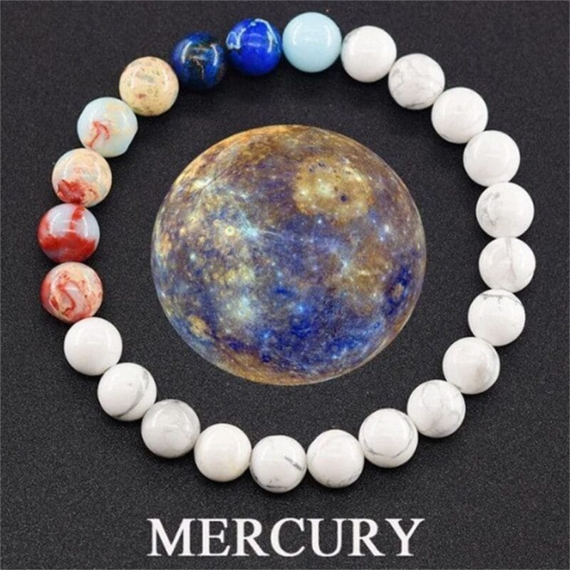 Planets Bead Bracelet Solar System Natural Crystal Stone
