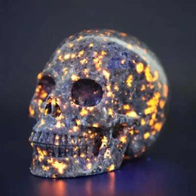 Natural Handcrafted Yooperlite Skull Flame Stone