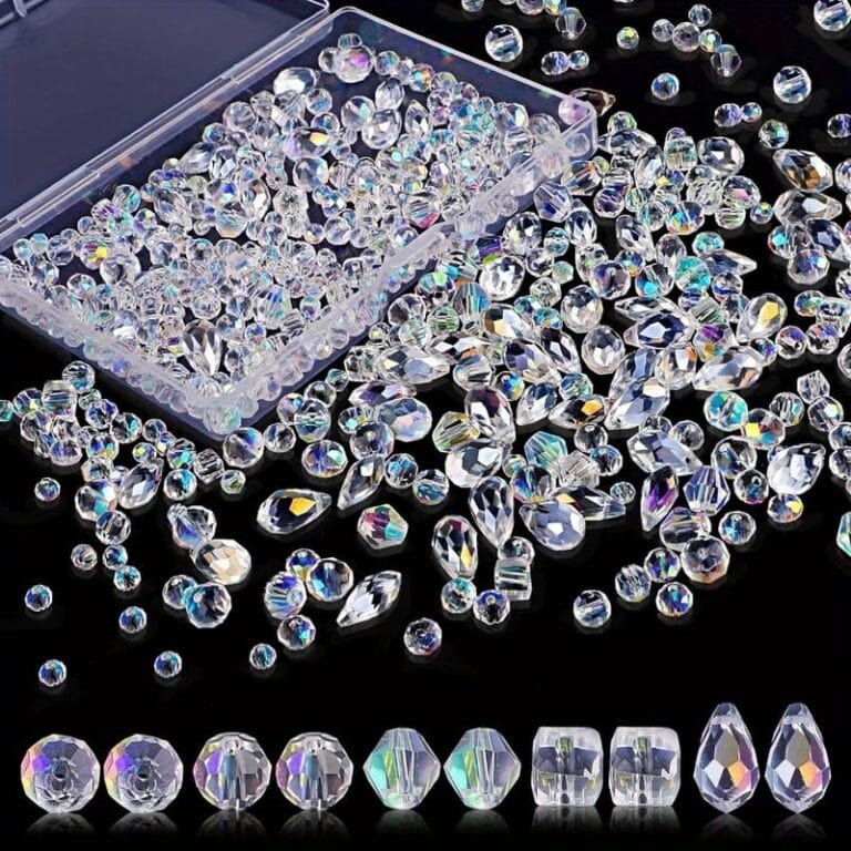 600pcs Clear Glass Rondelle Beads Various Shapes & Sizes