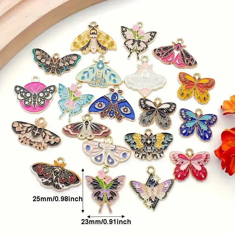 Colorful Butterfly Charm Plated Enamel Pendant Animal Charms