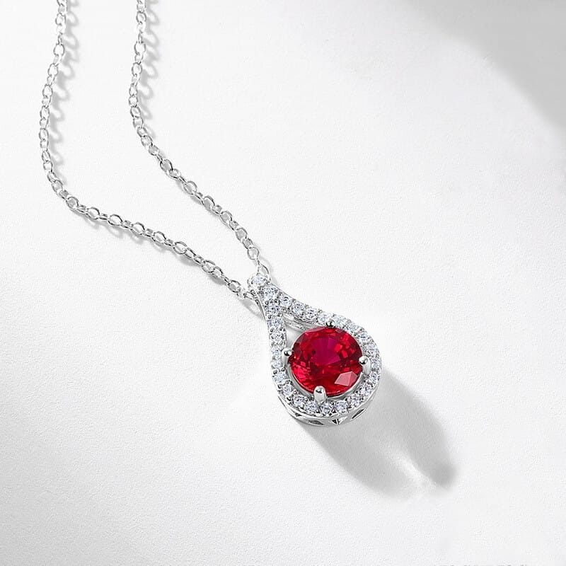 Waterdrop S925 Sterling Silver Lab Grown Ruby Necklace