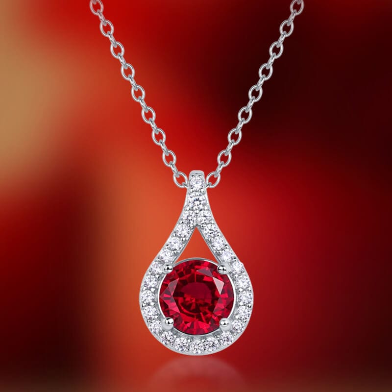 Waterdrop S925 Sterling Silver Lab Grown Ruby Necklace