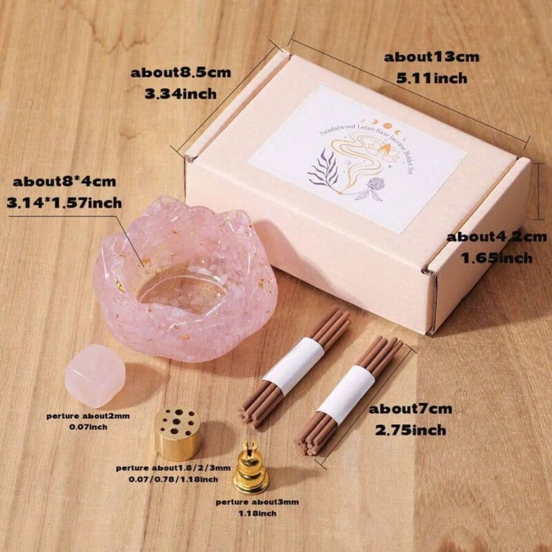 Lotus Shape Crushed Crystal Stick Incense Holder Crystal Bowl Set