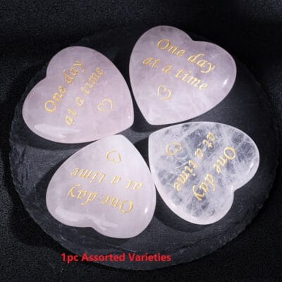 Calming Heart Shape Rose Quartz Stone with Letter