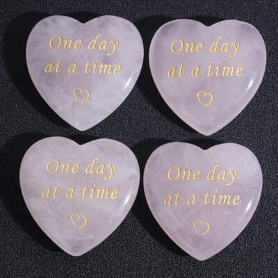 Calming Heart Shape Rose Quartz Stone with Letter